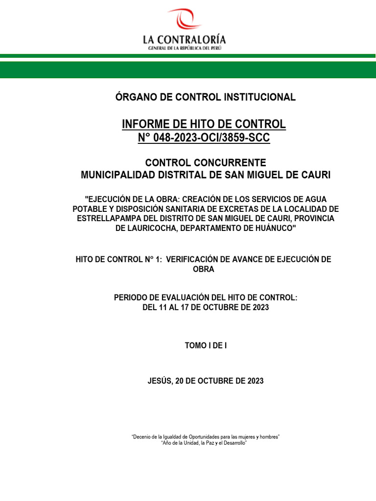 Hito de Control #048-2023-Oci | PDF | Seguridad y salud ocupacional ...