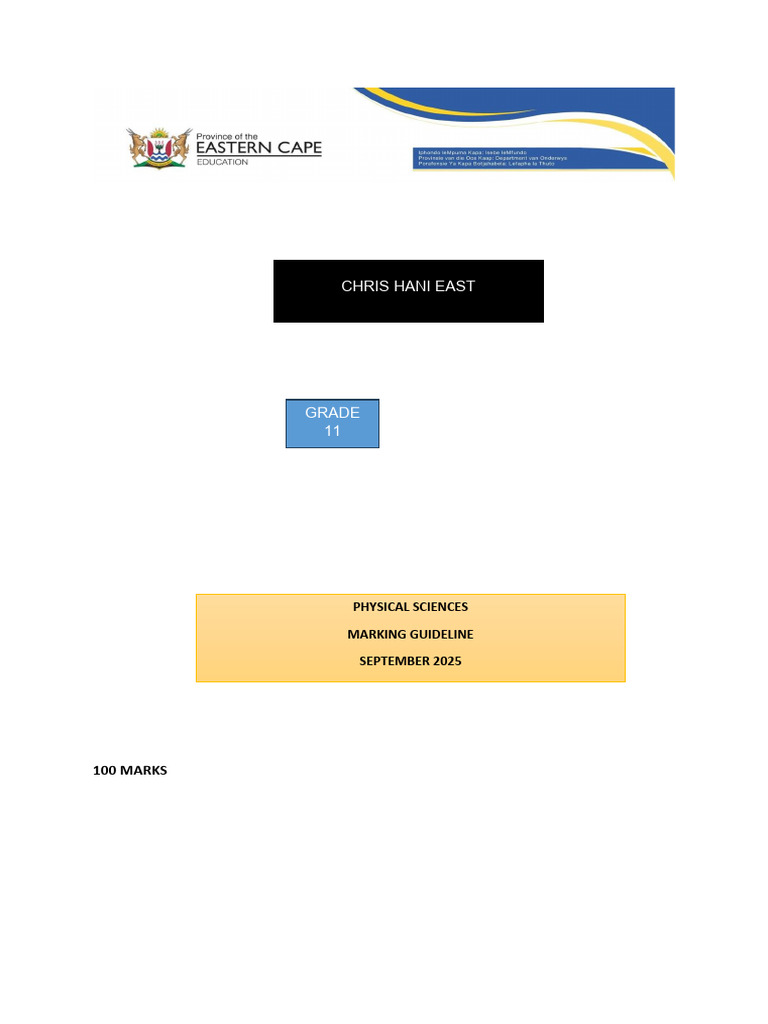 Grade 11 Physical Sciences Marking Guide | PDF