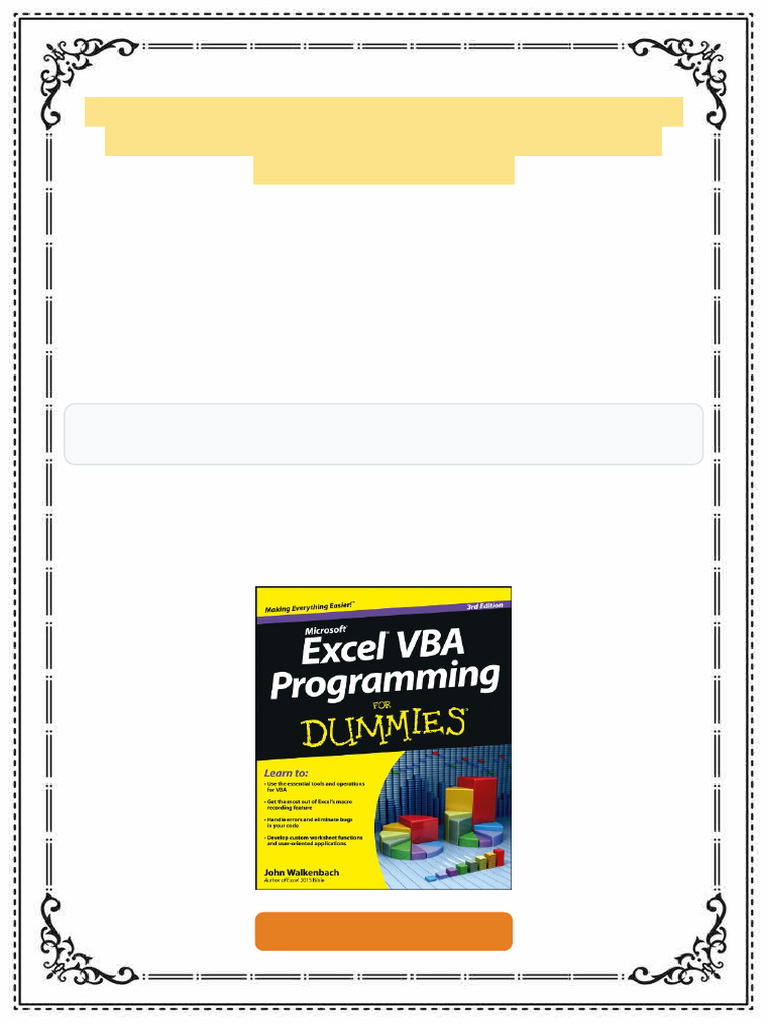 Excel VBA Programming for Dummies 3rd Edition John Walkenbach newest ebook edition 2025 | PDF ...