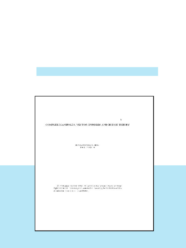 Complex Manifolds Vector Bundles And Hodge Theory Web Draft Foth ...