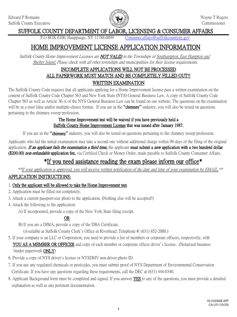 Suffolk County Home Improvement License Guide | PDF | Fertilizer ...