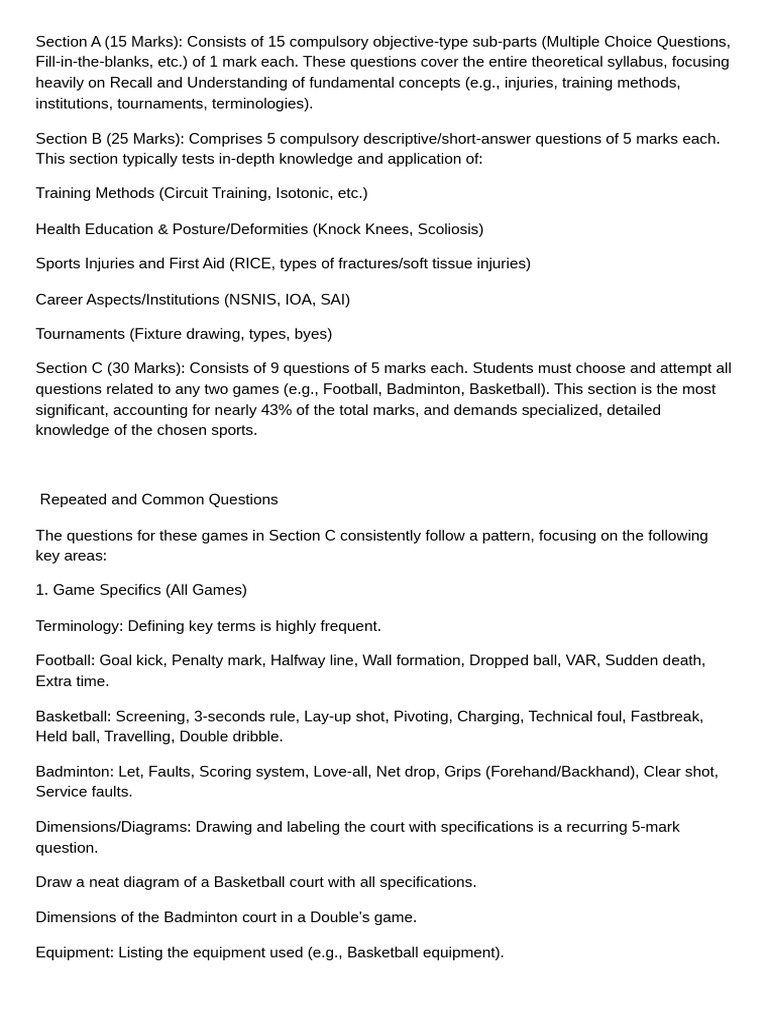Physical Education Exam Guide: Key Topics | PDF | Referee | Association ...