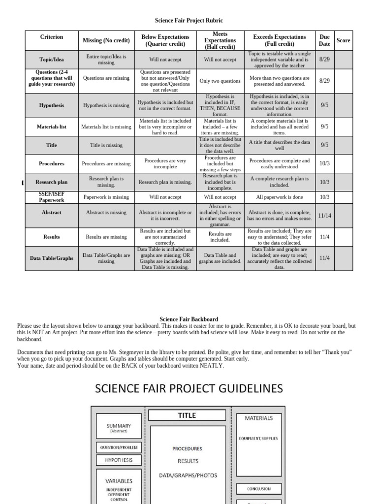 Science Fair Project Evaluation Rubric | PDF | Hypothesis | Methodology