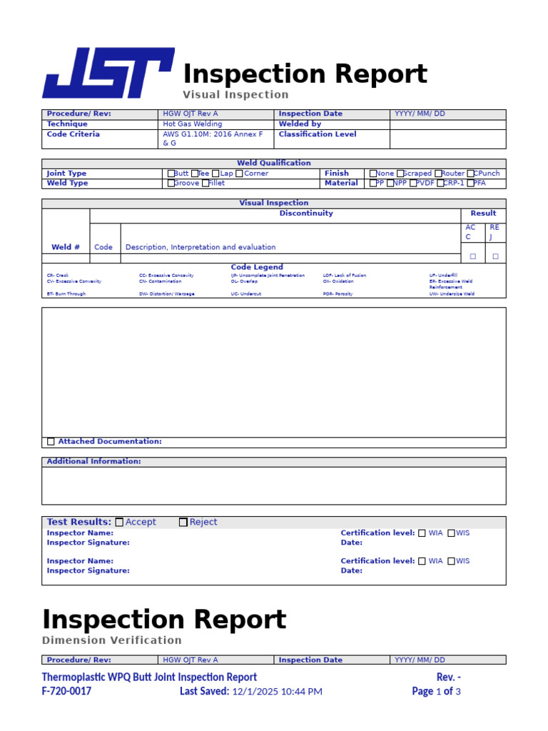 Thermoplastic Butt Joint Inspection Report | PDF | Welding | Construction