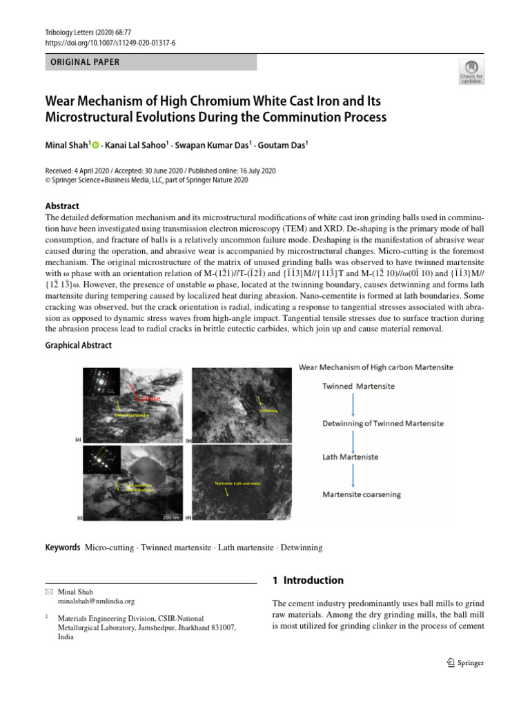 Wear Mechanisms in High Chromium Cast Iron | PDF | Mill (Grinding ...