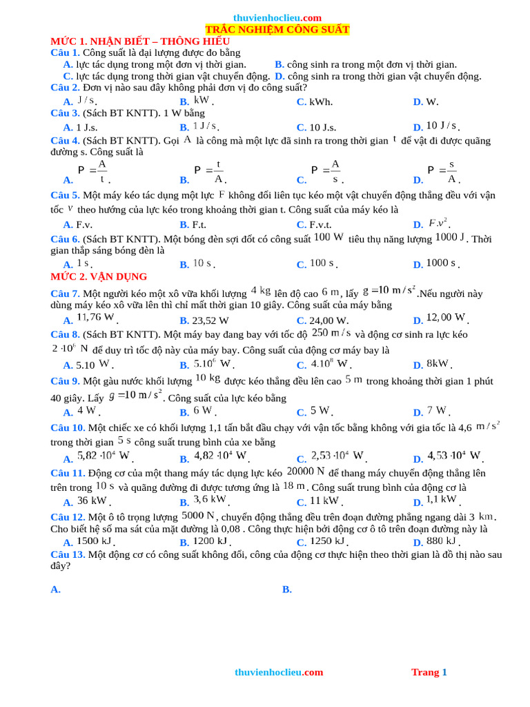 Trac Nghiem Cong Suat | PDF