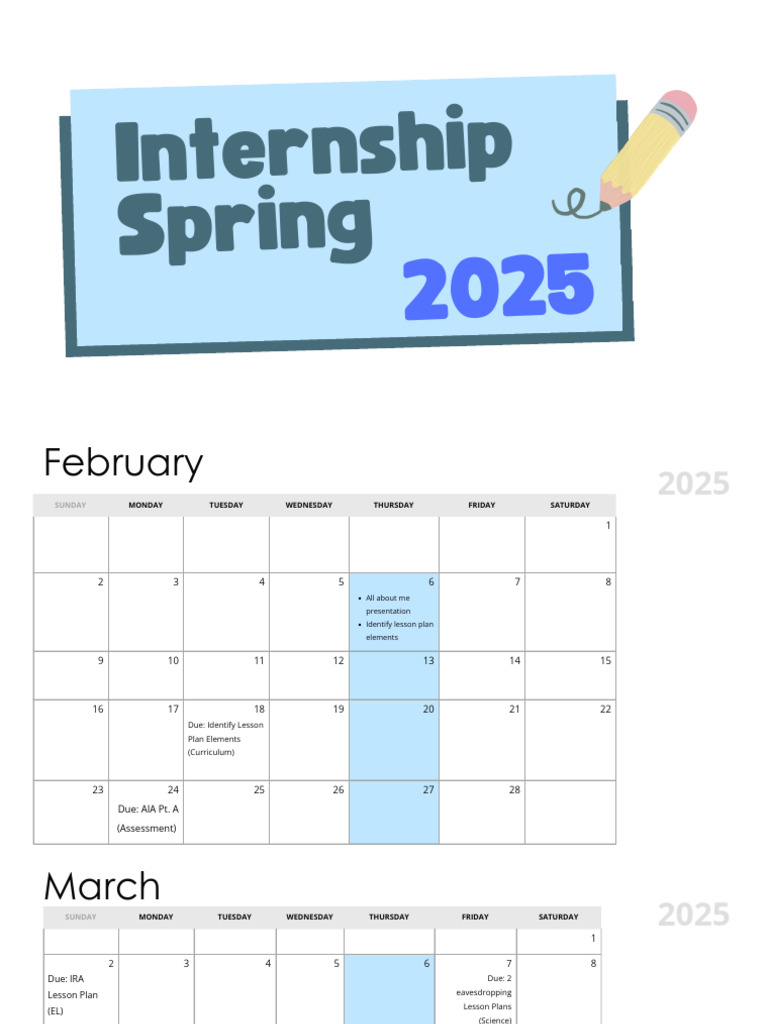 Spring 2025 Internship Schedule | PDF