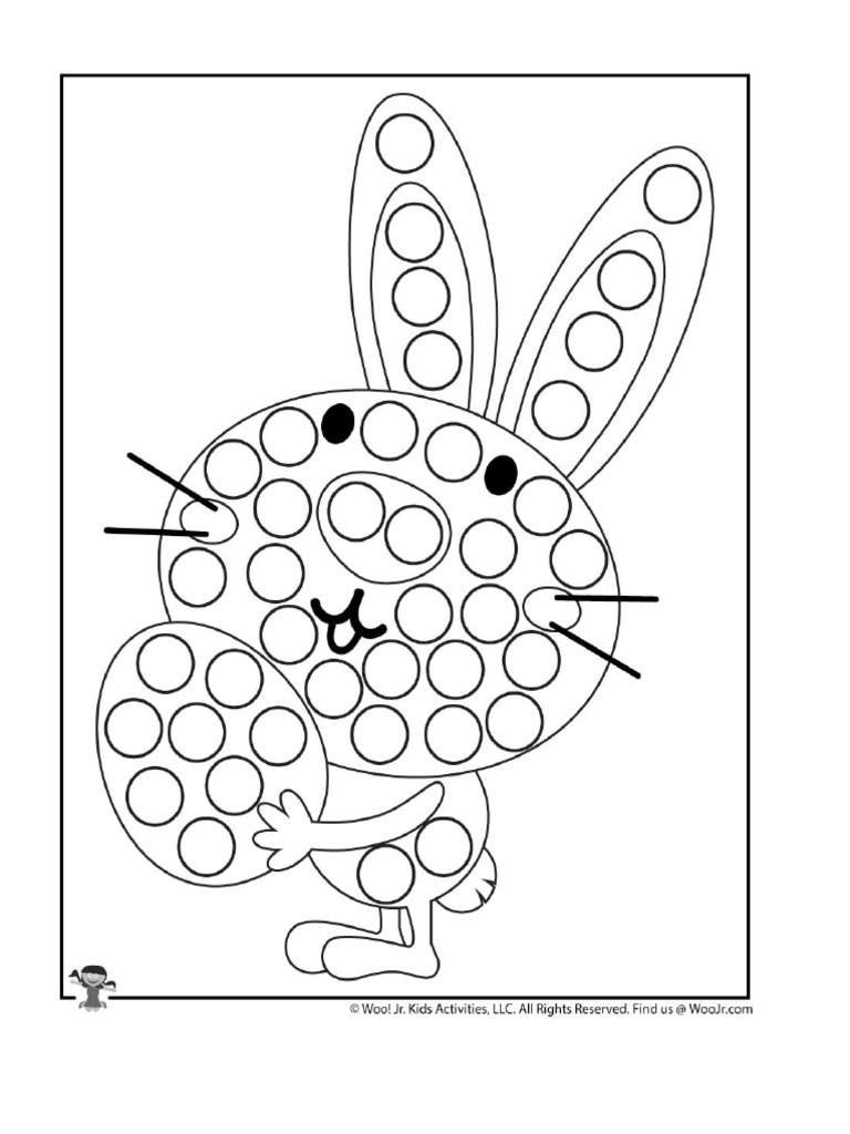 Hippity Hoppity Easter Do A Dot Printable Coloring Page For Kids - Woo ...