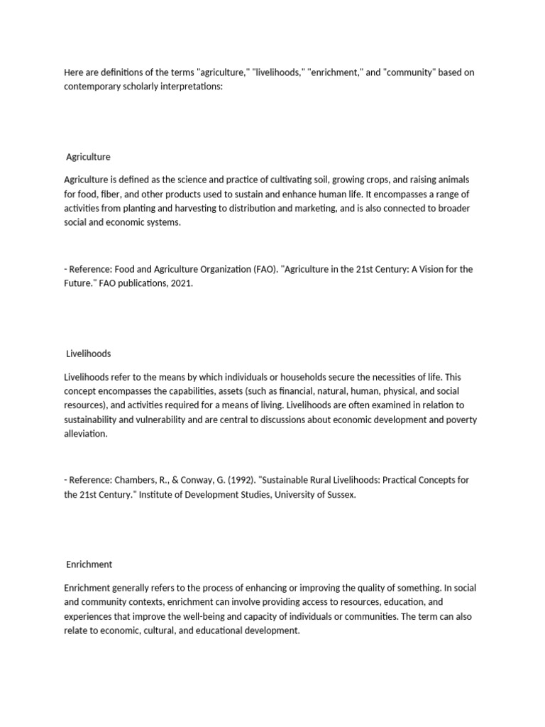 Definition of Terms | PDF | Agriculture | Sustainability