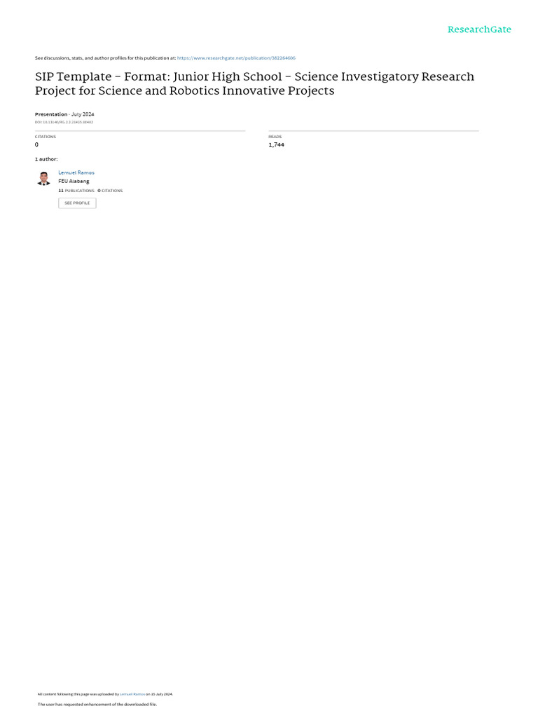 ScienceInvestigatoryResearchProject UCC JHS Format Template | PDF ...