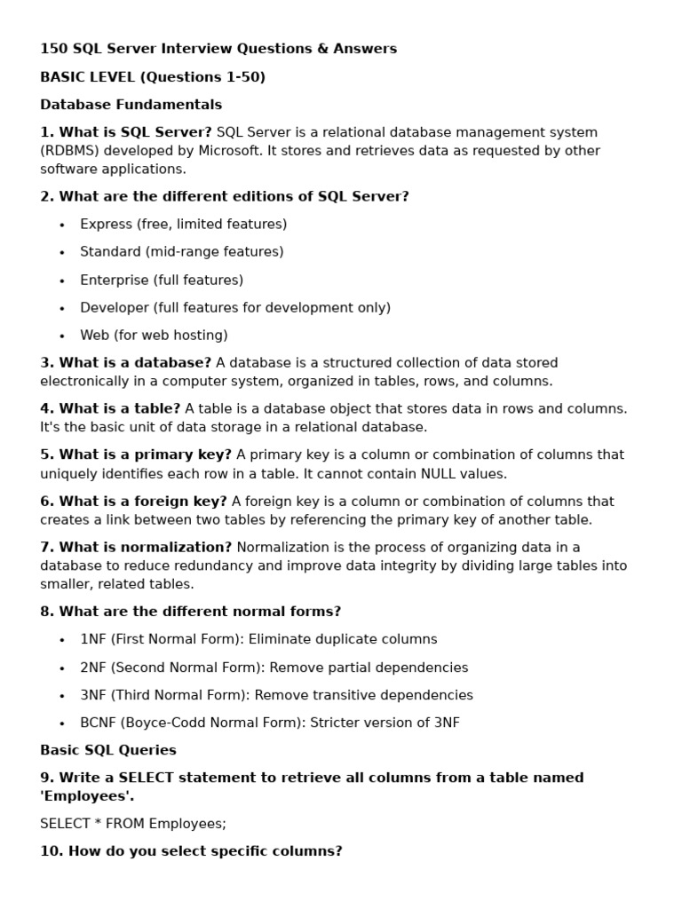SQL Queties and Iq | PDF | Database Index | Microsoft Sql Server