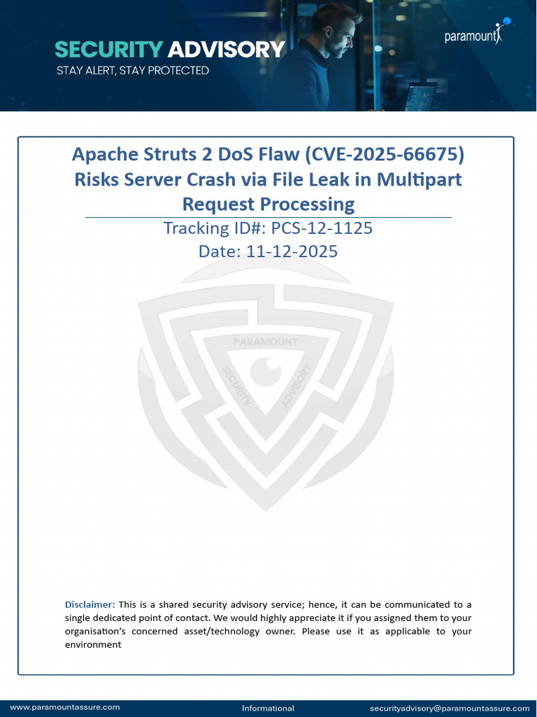 Apache Struts 2 DoS Flaw (CVE-2025-66675) Risks Server Crash via File Leak in Multipart Request ...