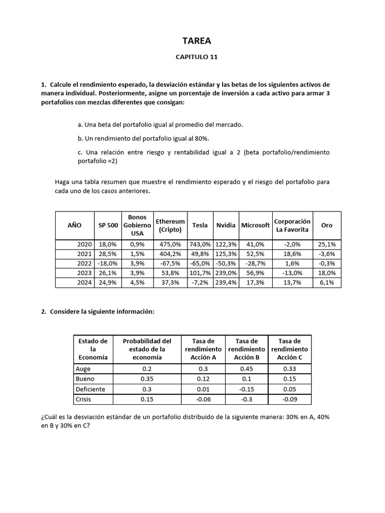 Análisis de Portafolios de Inversión y Riesgo | PDF | Estadísticas ...