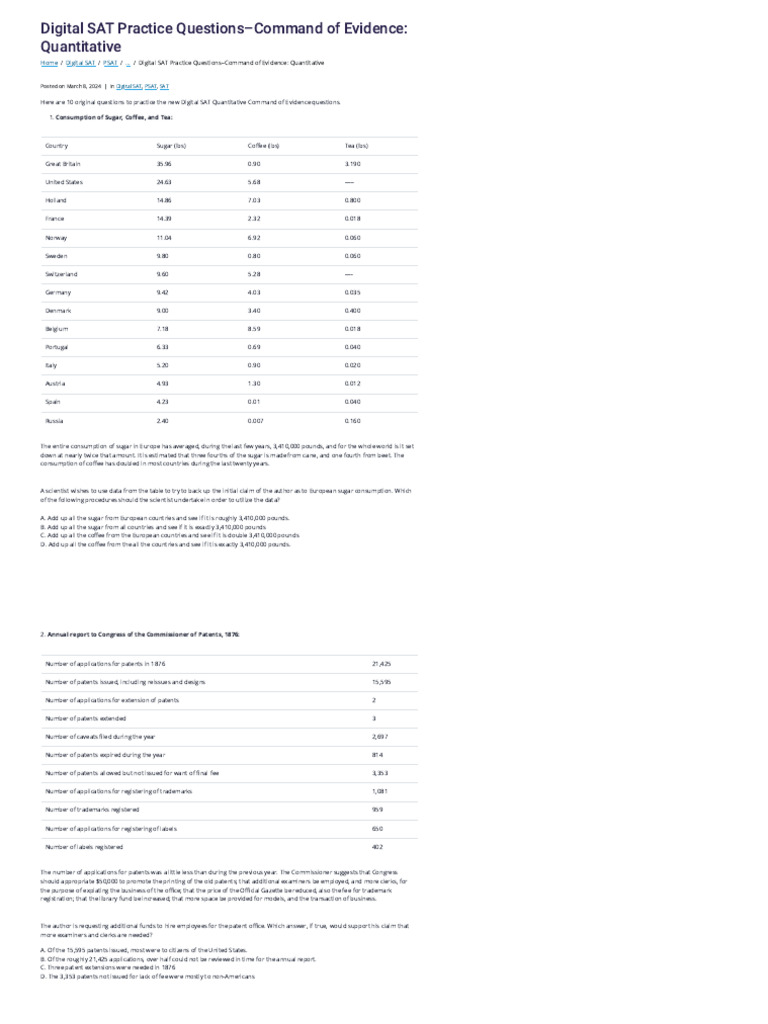 Digital SAT Practice Questions–Command of Evidence_ Quantitative – BWS ...