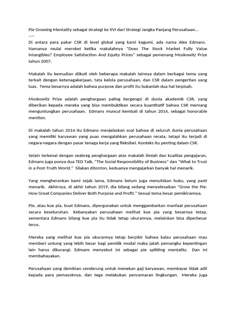 Pie Growing Mentality | PDF
