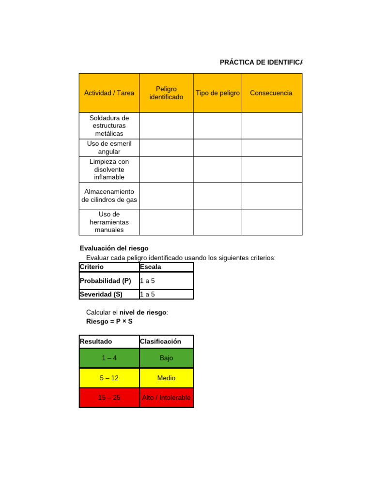 Práctica Matriz IPERC | PDF