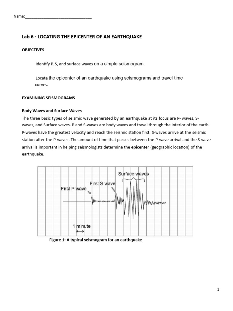 Lab 6. Locating an Epicenter of EQs (1) | PDF | Earthquakes | Seismology