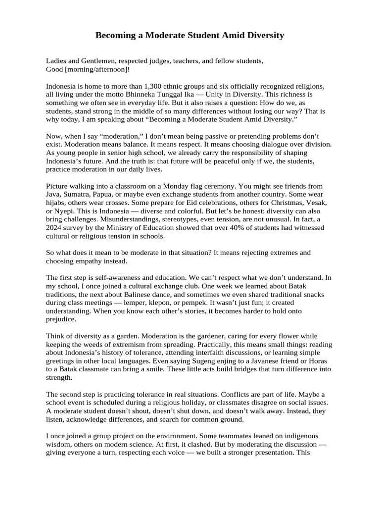 Becoming a Moderate Student Amid Diversity (1) | PDF | Indonesia