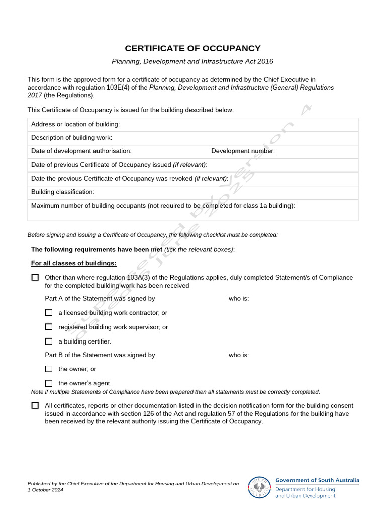 Certificate of Occupancy Guidelines | PDF | Regulatory Compliance