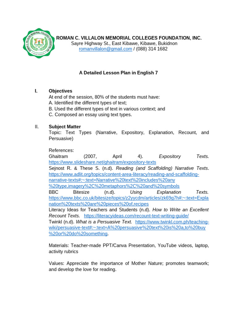 4As Lesson Plan | PDF