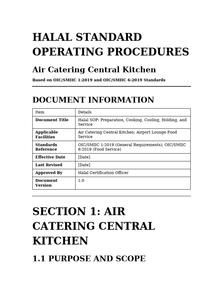 Halal SOPs Air Catering & Kitchen | PDF | Kitchen | Kitchen Utensil