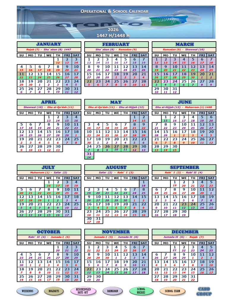 Saudi Aramco Calendar Overview | PDF | Shia Islam | Islamic Branches