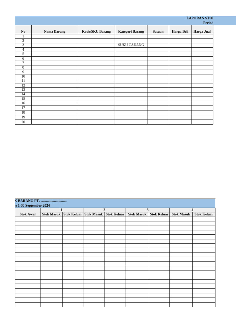 Laporan Stok Barang | PDF