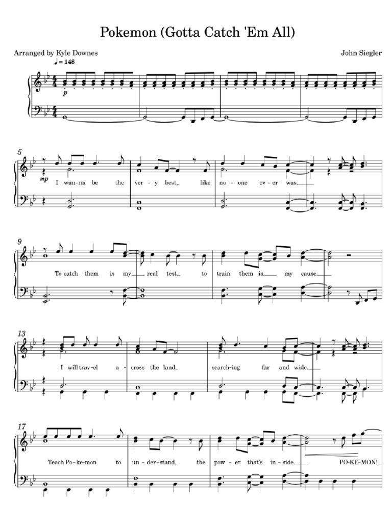 Pokemón Theme Piano | PDF