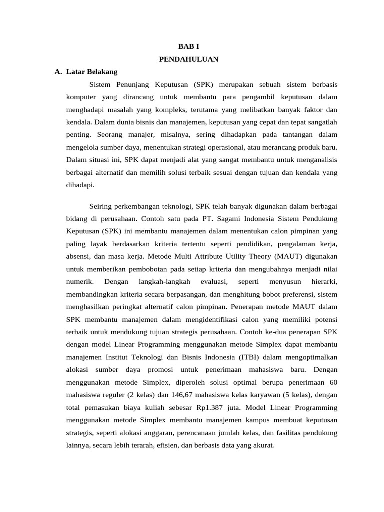 Penerapan MAUT dan LP dalam SPK | PDF
