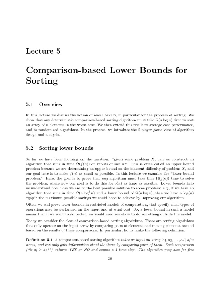 Sorting Lower Bounds Pdf Time Complexity Algorithms