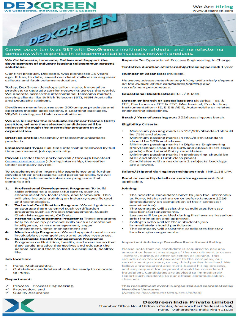 DexGreen India GET 2026 Batch | PDF