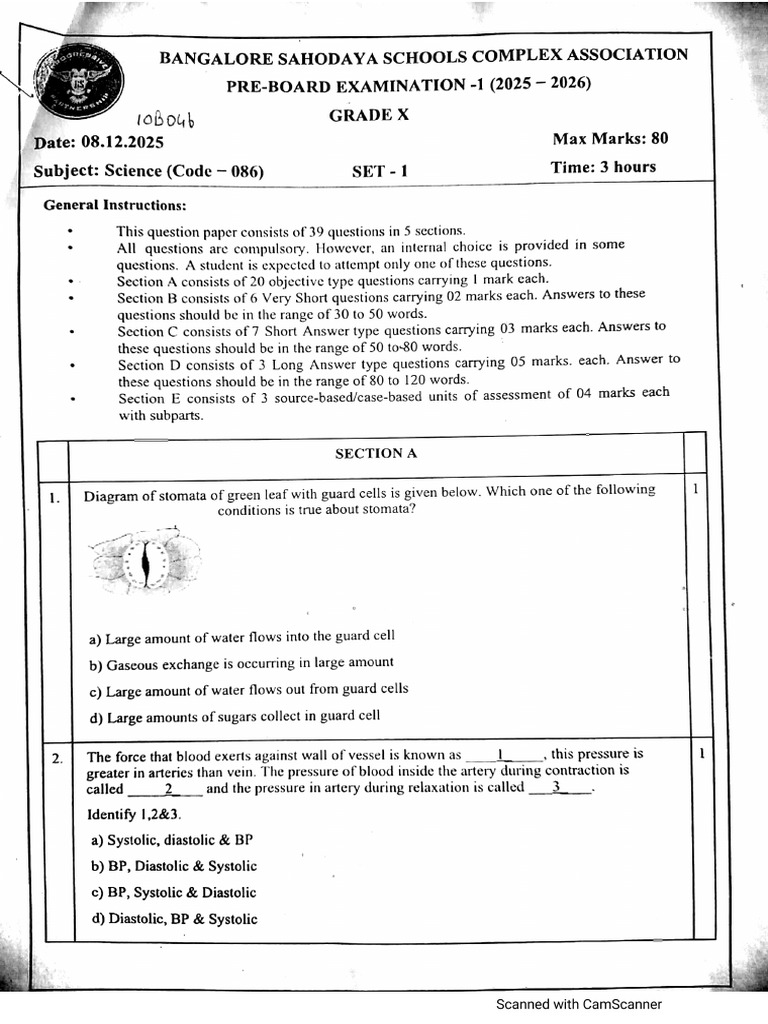 Sahodaya Paper Science 2025-26 | PDF