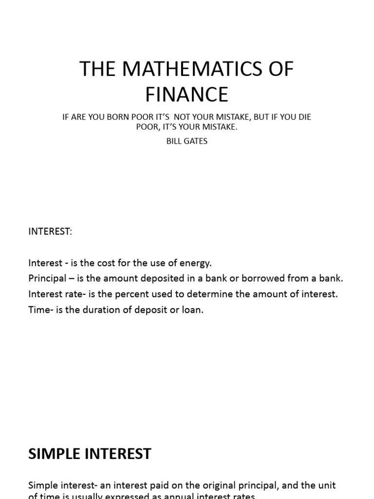 Mathematics of Finance | PDF | Interest | Loans