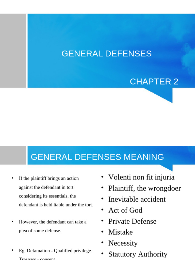 General Defenses c2 | PDF | Negligence | Legal Liability