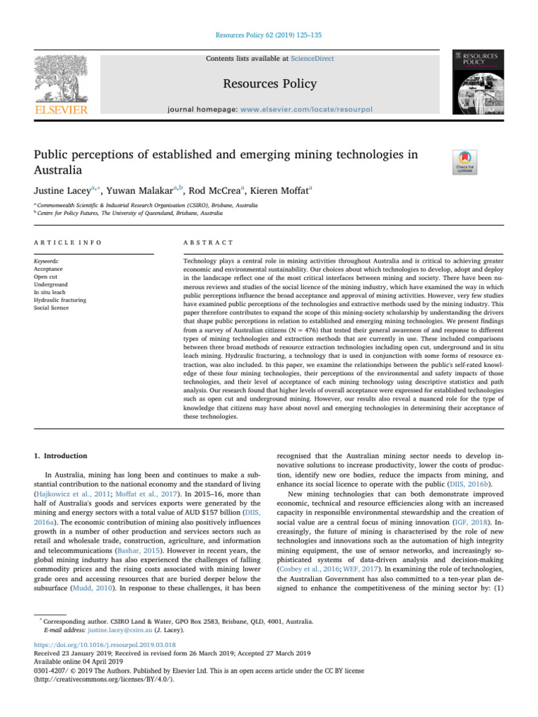 Public Perception of Mining Technology | PDF | Mining | Surface Mining
