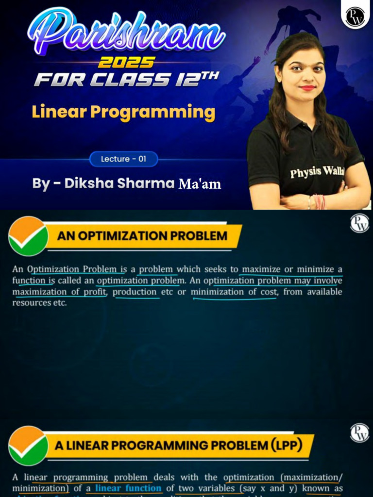 Linear Programming Class Notes | PDF