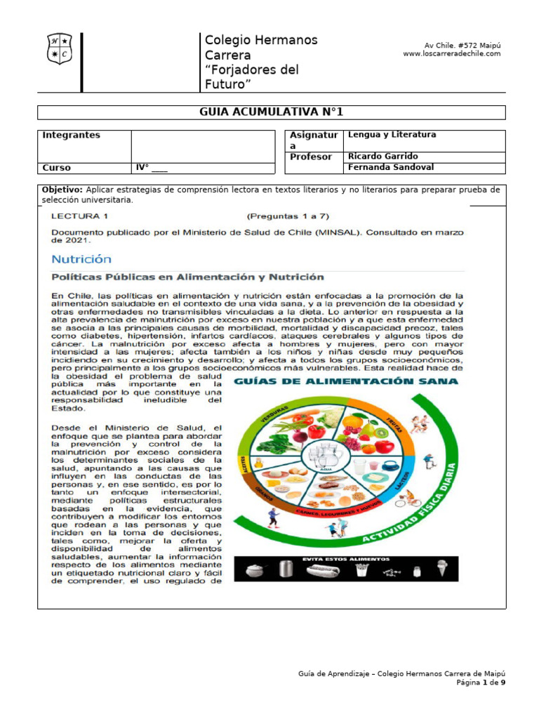 4 LyL Guía acumulativa N°1 | PDF