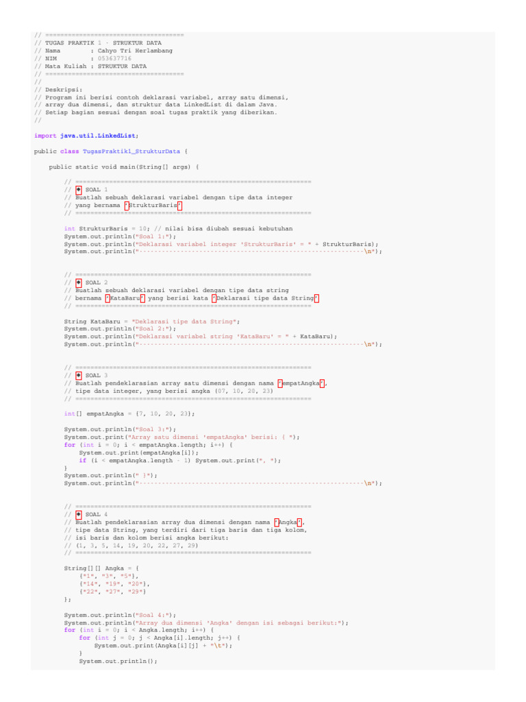 Source Code Tugas Praktik Struktur Data | PDF