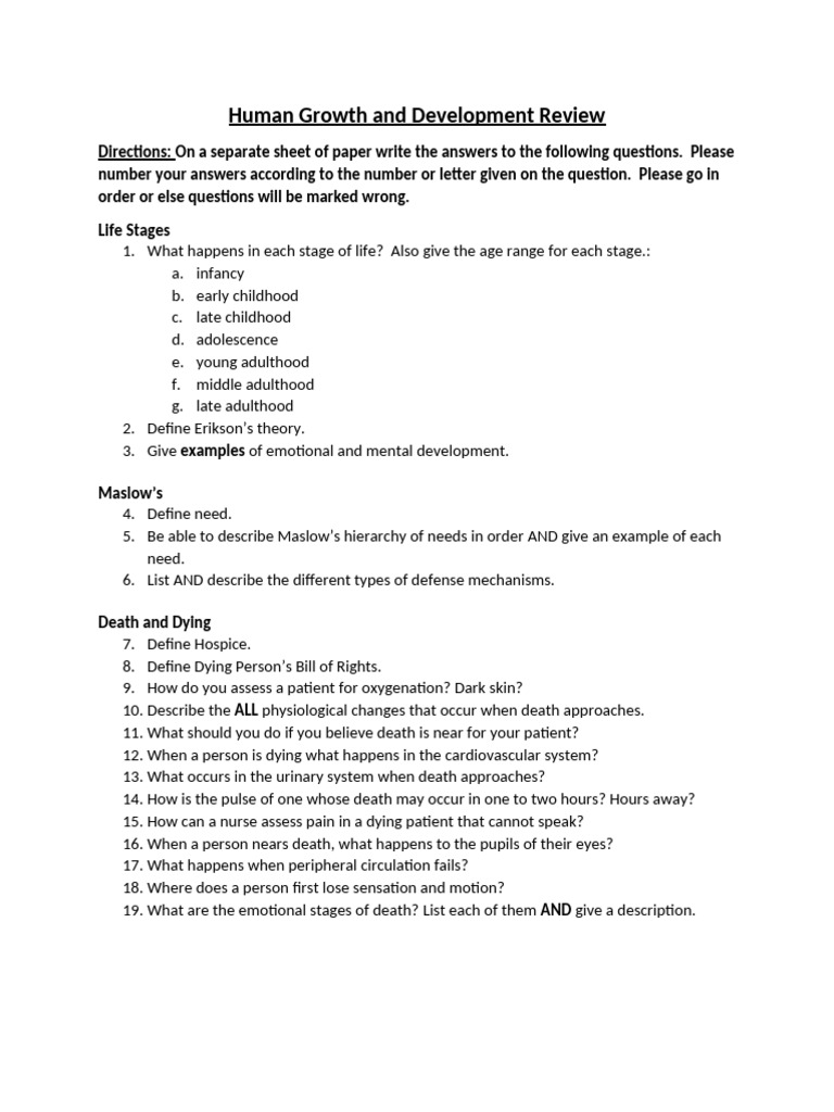 Day 060-Human Growth and Development Review | PDF