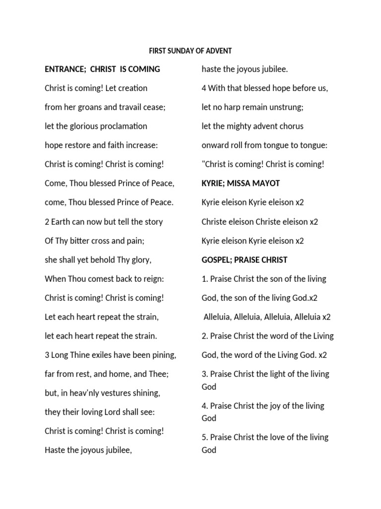 First Sunday of Advent Worship Guide | PDF | Eucharist | Jesus