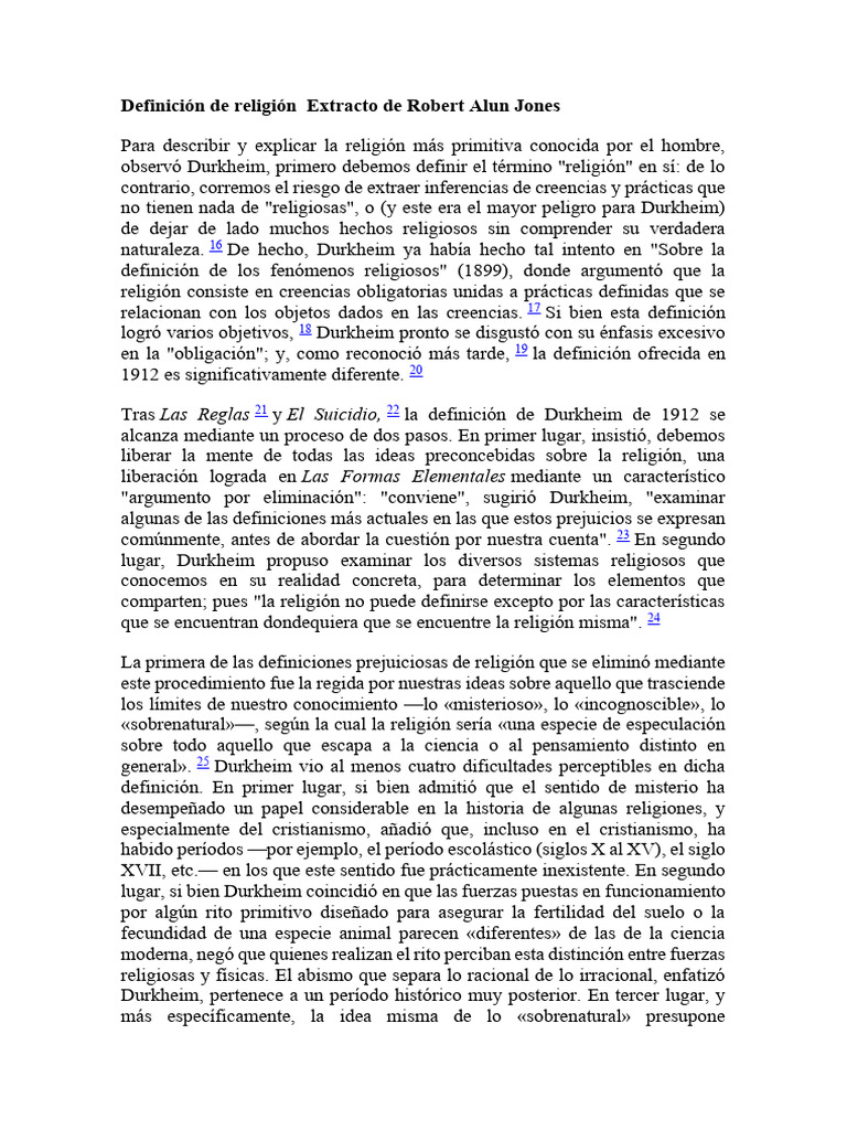 Definición de Religión Extracto de Robert Alun Jones | PDF | Emile ...