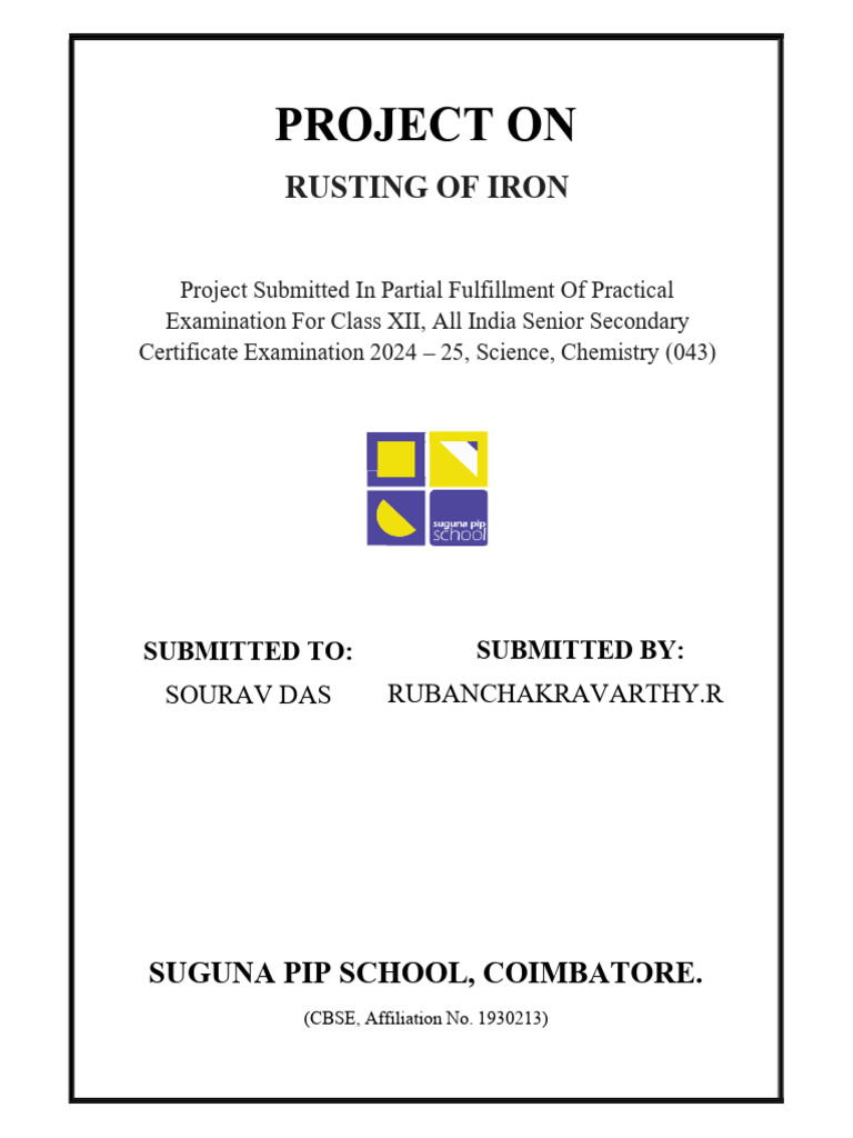 Chemistry Project Rub An | PDF | Rust | Corrosion