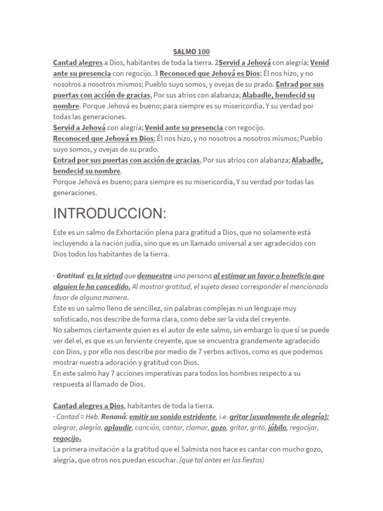 Salmo 100 | PDF | eucaristía | Dios