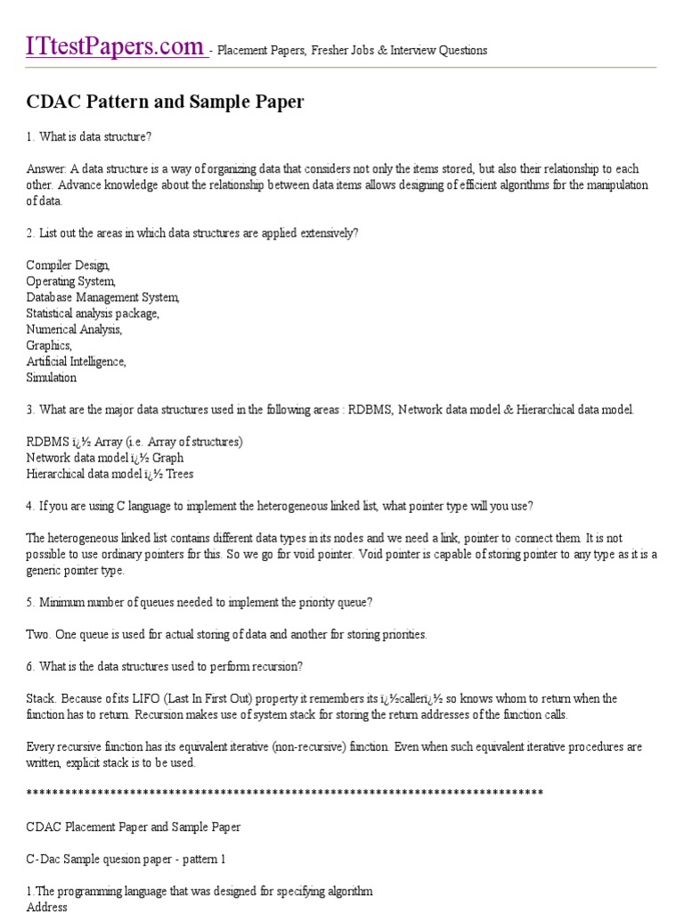1 Cdac Pattern And Sample Paper Pdf Pointer Computer Programming Computer Program 4058