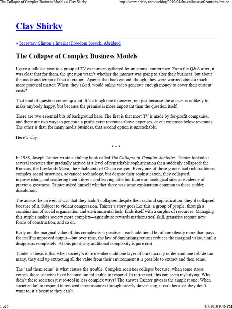 The Collapse of Complex Bussiness Models | PDF