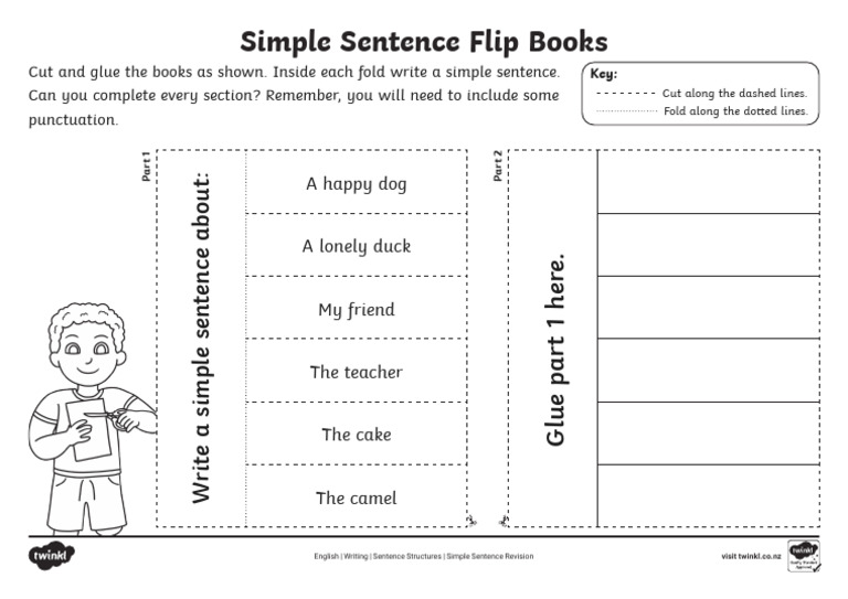 Simple Sentence Flip Book Activity | PDF