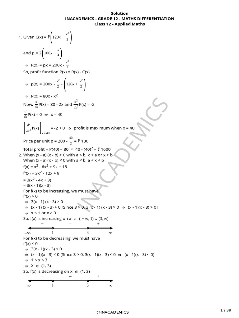Differentiation - Solution Sheet | PDF | Geometric Shapes | Euclidean ...