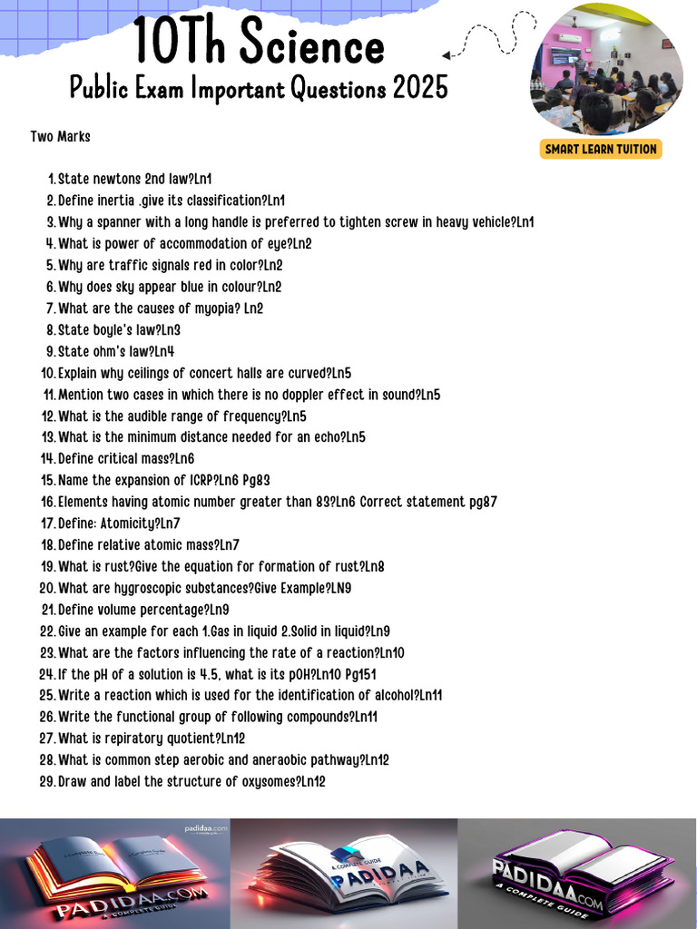 10th Science Public Exam Questions 2025 | PDF | Hormone | Chemical Elements