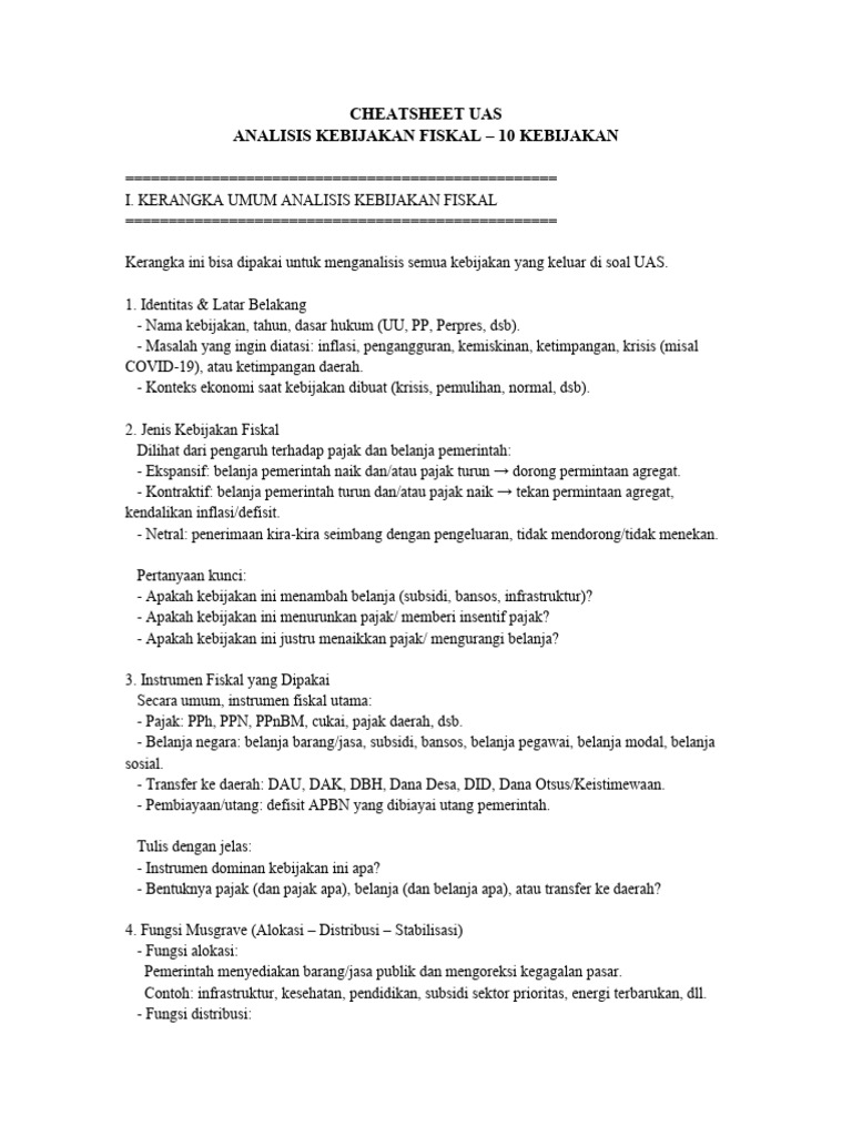 Analisis Kebijakan Fiskal UAS 2023 | PDF