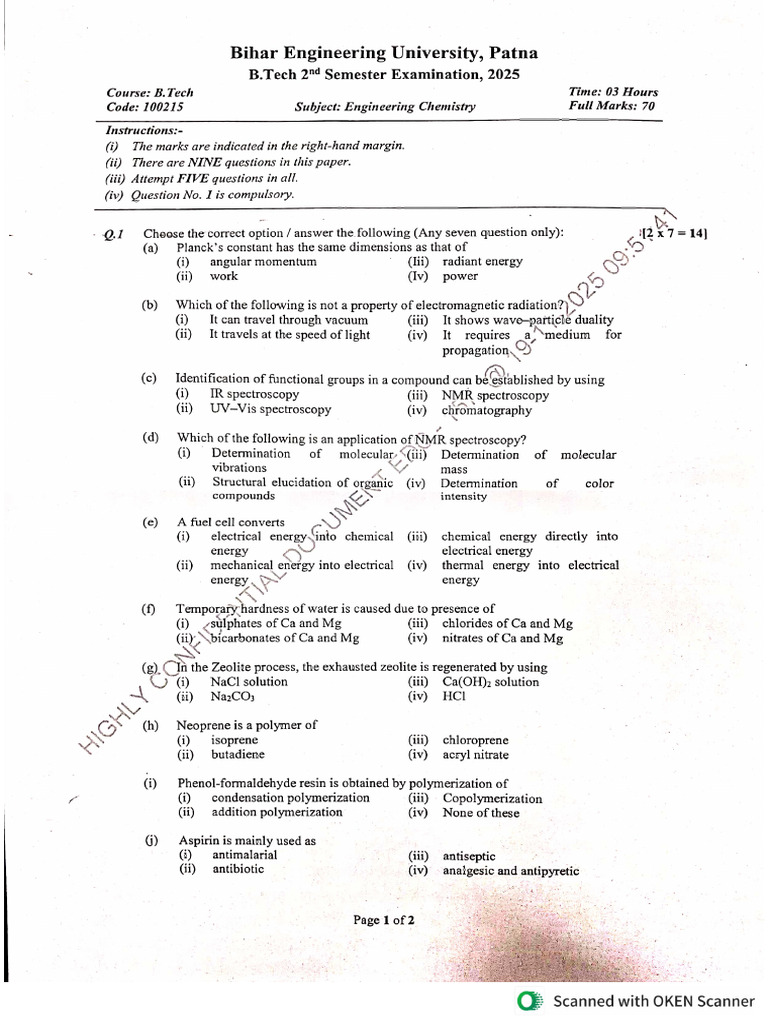 QP of 2nd Sem 2025 | PDF